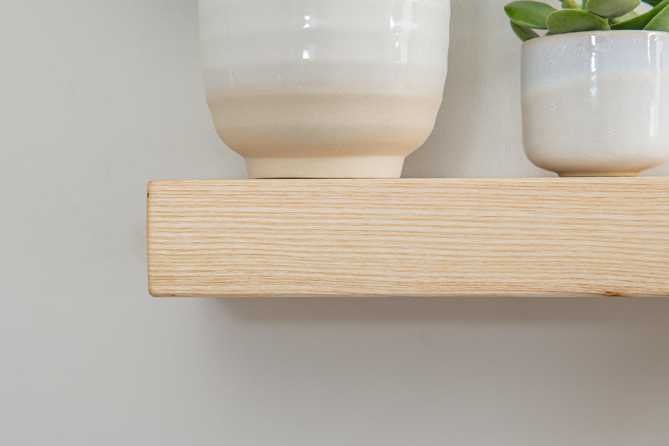 Contemporary Clean lined Solid Ash Floating Shelf – cottage-beams.com